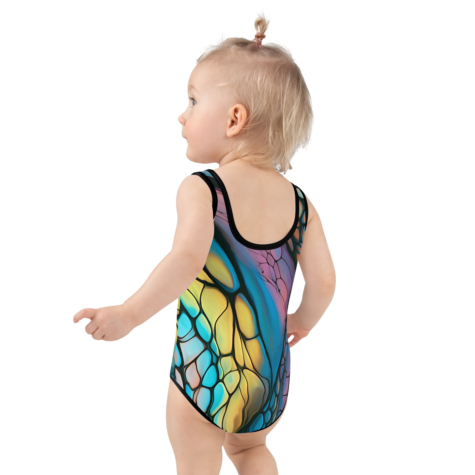 Coral Reef Kids Swimsuit - Golden Fluid Art