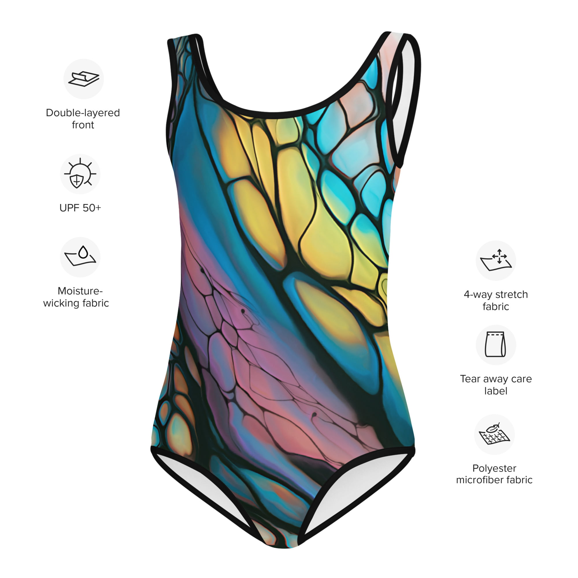 Coral Reef Kids Swimsuit - Golden Fluid Art