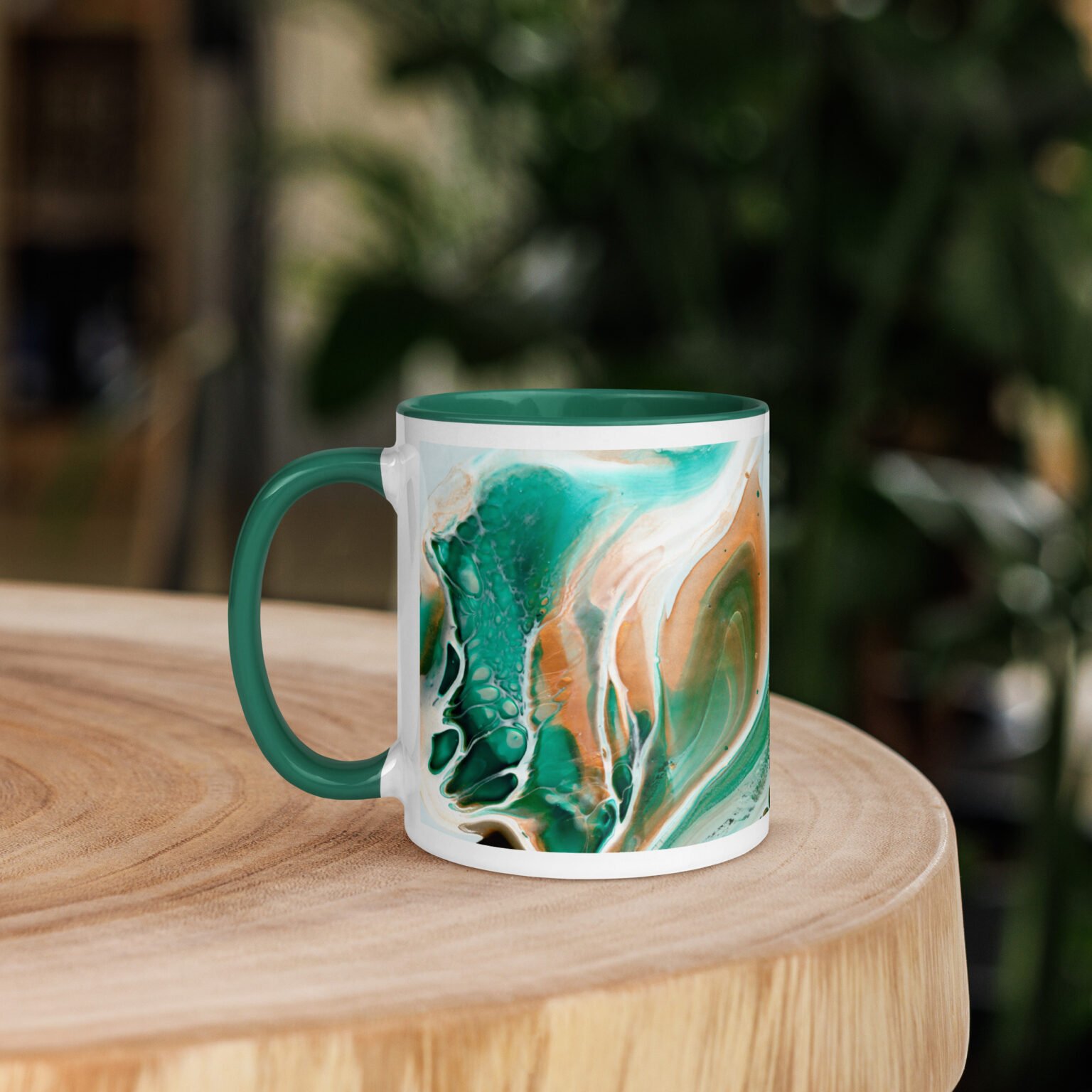 Emerald Green Fire - Mug - Golden Fluid Art