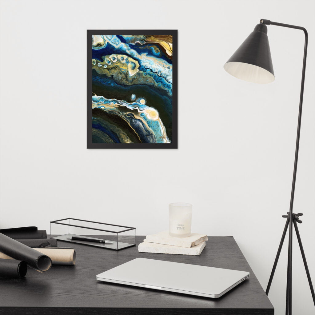 Blue Lagoon Framed Print Wall Art - Golden Fluid Art