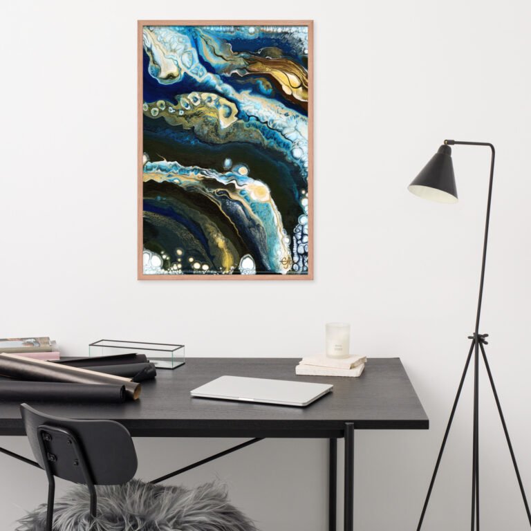 Blue Lagoon Framed Print Wall Art - Golden Fluid Art